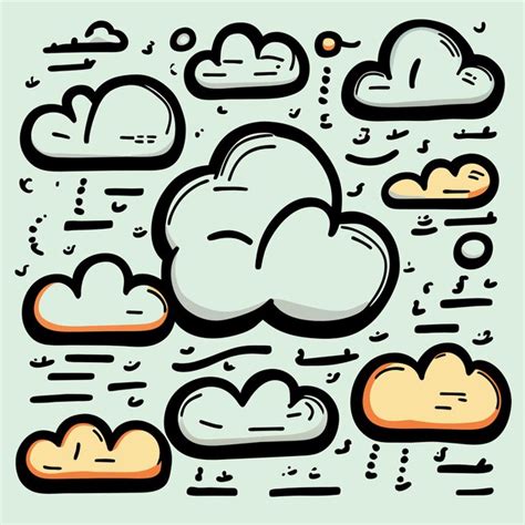 Colección De Nubes Dibujadas A Mano Grabadas Vector Premium