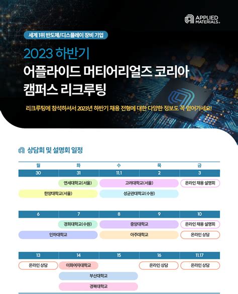 📣어플라이드 머티어리얼즈 코리아 2023년 하반기 캠퍼스 Applied Materials Korea