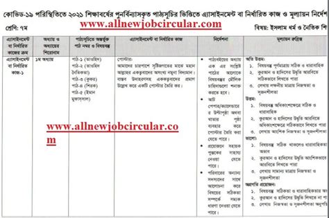 Assignment Class 7 2021 Answer Bangla English Math Science All New