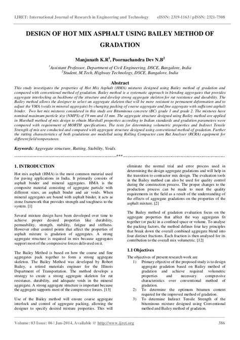 Design Of Hot Mix Asphalt Using Bailey Method Of Gradation