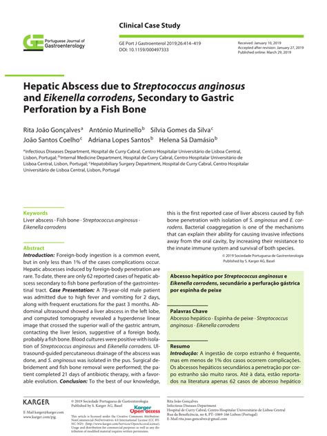 Pdf Hepatic Abscess Due To Streptococcus Anginosus And Eikenella