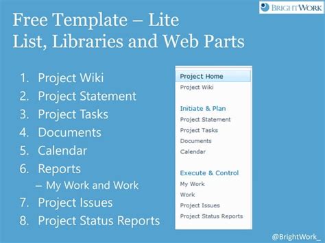 Free Sharepoint Project Management Templates From Brightwork And Atidan Pdf
