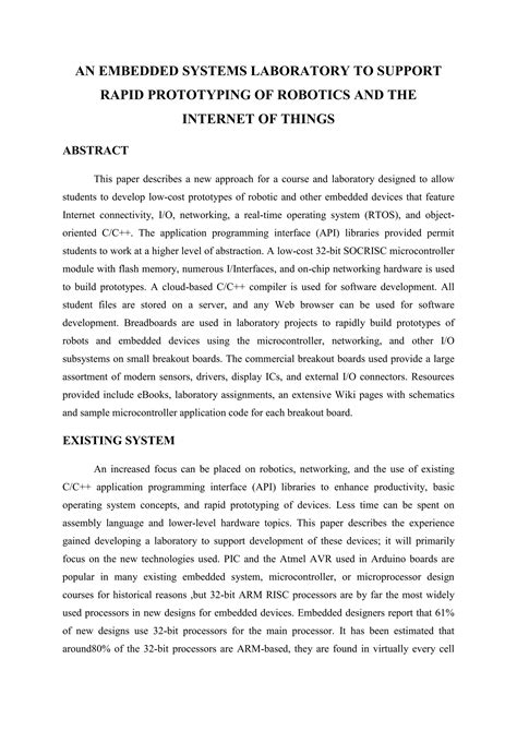 An Embedded Systems Laboratory To Support Rapid Prototyping Of Robotics And The Internet Of