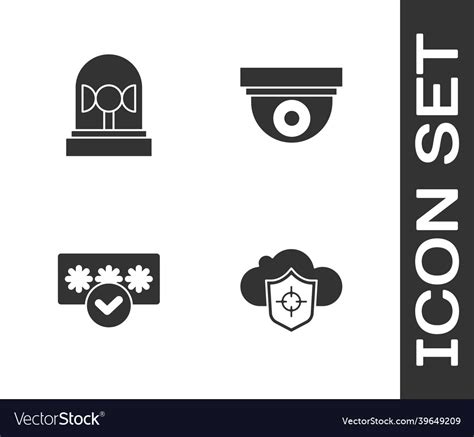 Set Cloud And Shield Flasher Siren Password Vector Image
