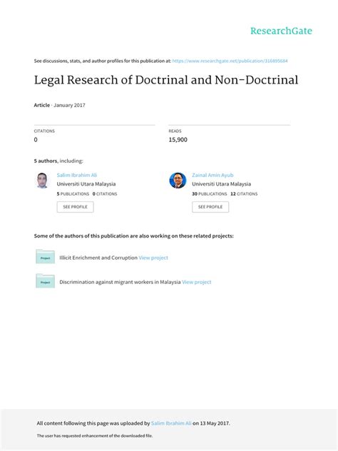 Legal Research Of Doctrinal And Non Doctrinal January 2017 Pdf Scientific Method Social
