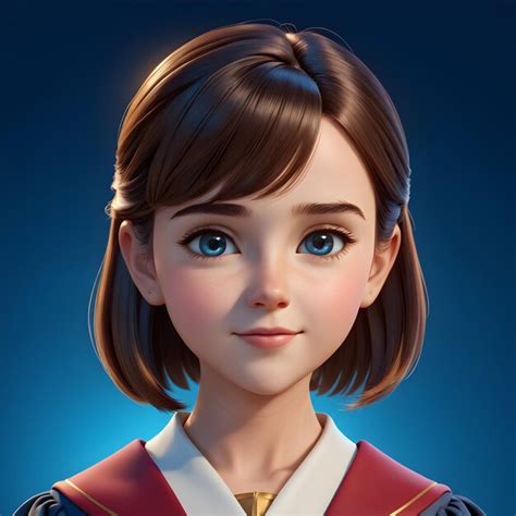 Premium Photo 3d Illustration Of A Cute Girl With Blue Eyes On Blue