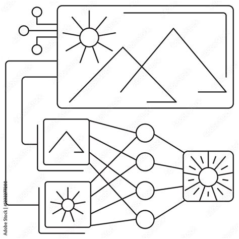 Convolutional Neural Networks Icon Simple Outline Monochrome Black Vector Pictogram With Thin