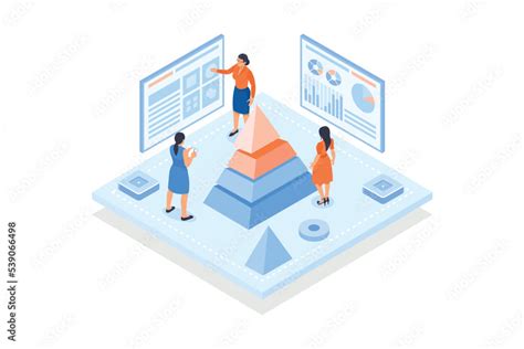Conceptual Template With Scientists Looking At Cone Divided Into Layers