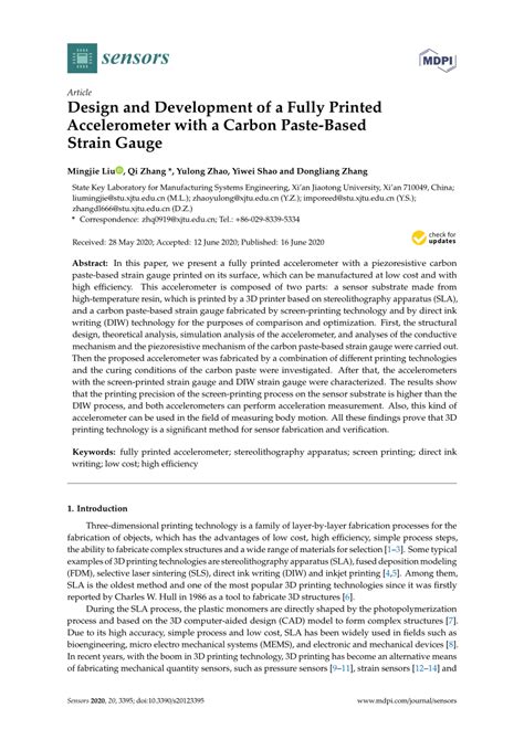 Pdf Design And Development Of A Fully Printed Accelerometer With A Carbon Paste Based Strain Gauge