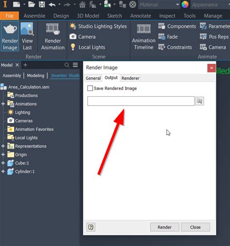 当 Inventor 中的 Windchill 处于活动状态时，无法保存渲染图像