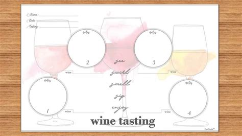 Wine Tasting Mat For 4 Glasses Modern Style Immediate Download Etsy