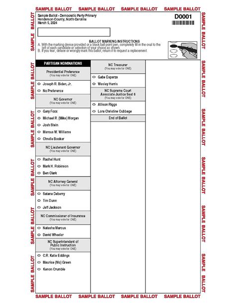 Sample Primary Ballot