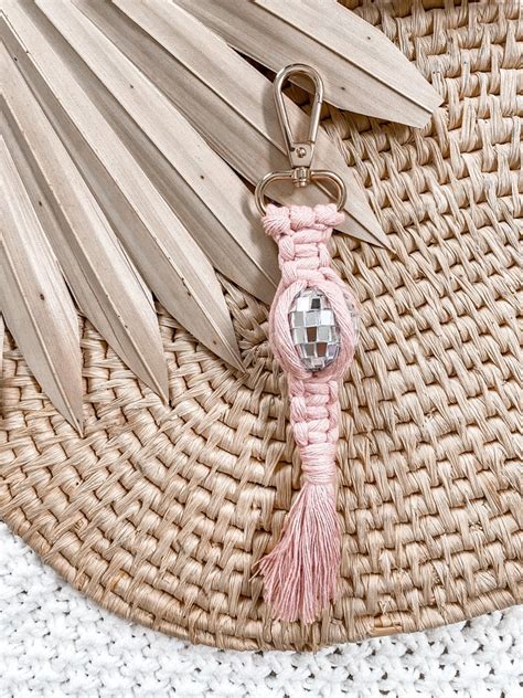Macrame Disco Keychains Boho Keychains Disco Ball Etsy