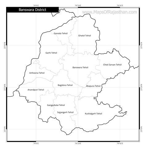 Banswara District Map With Tehsil Names Mapsofrajasthan