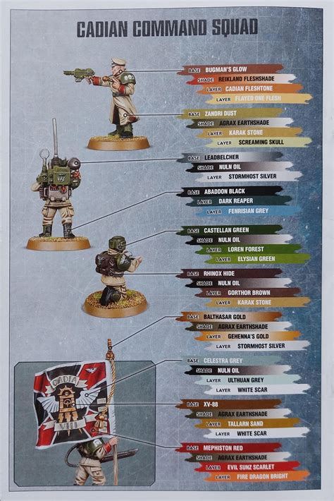 Astra Militarum Cadian Command Squad Coloured R Warhammerinstructions