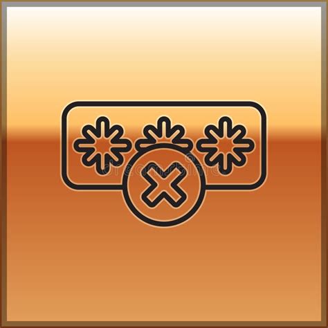 Black Line Password Protection And Safety Access Icon Isolated On Gold