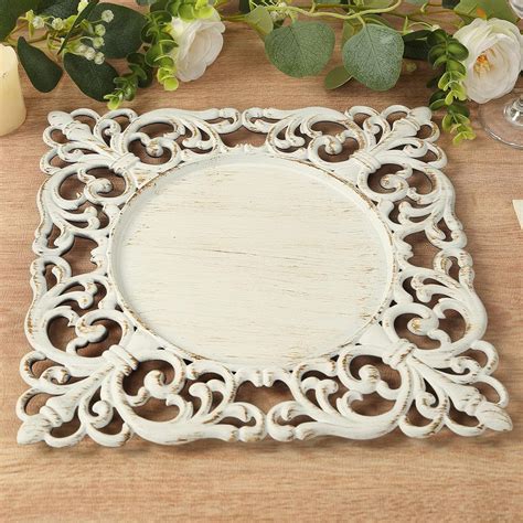 Efavormart 6 Pack 12 Antique White Square Hollow Lace