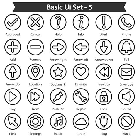 Premium Vector Basic Ui 5 Line Icon Set