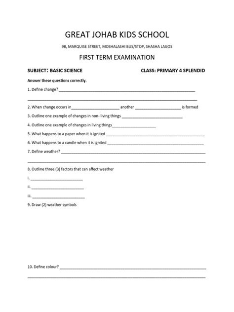 Basic Science Primary 4 Pdf