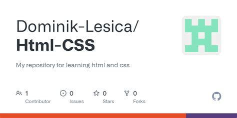 Github Dominik Lesica Html Css My Repository For Learning Html And Css