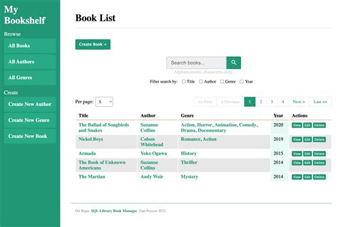 Github Danpoynorsql Library Book Manager Demo Web Application For Managing A Collection Of
