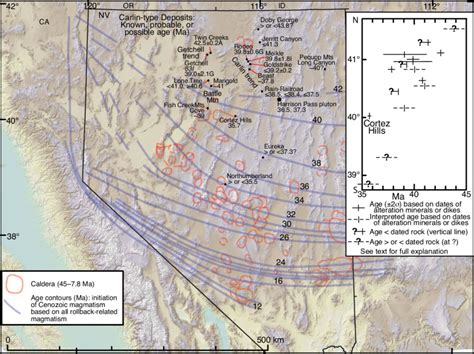 Map Showing Southward Age Migration In Magmatism And Carlin Type Gold