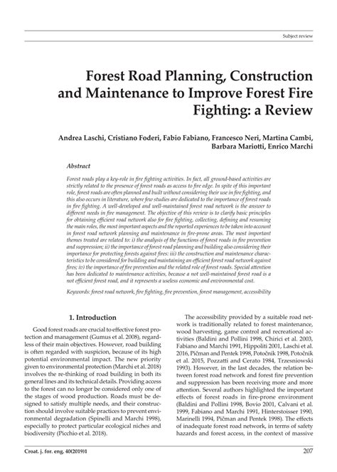 Pdf Forest Road Planning Construction And Maintenance To Improve