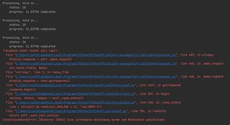 Occasional Python ConnectionResetError While Remotely Accessed WebODM Processes Task Issue