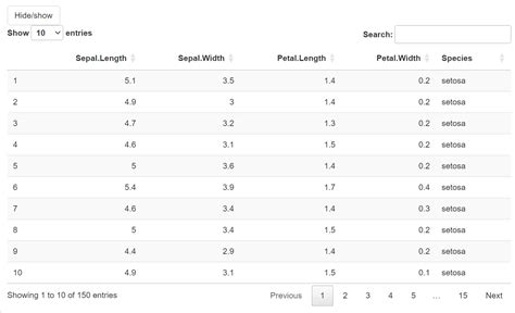 Javascript Shiny Dt Hide Rows With Same Column Value And A Button To Hideshow The Rows