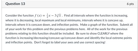 solved question 13 6 pts consider the function f x 5x