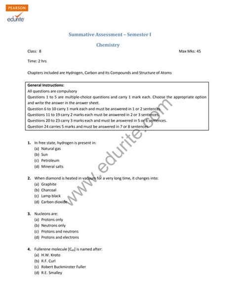 Class 8 Cbse Chemistry Sample Paper Term 1 Model 1 Pdf
