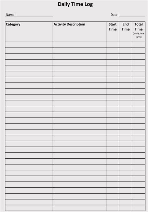 Time Log Spreadsheet Db Excel Com