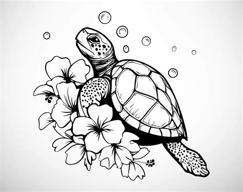 Simple Sea Turtle Line Drawing