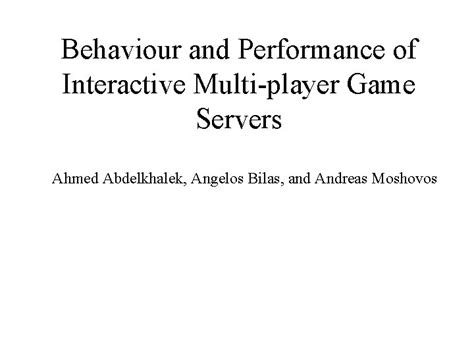 Behaviour And Performance Of Interactive Multiplayer Game Servers