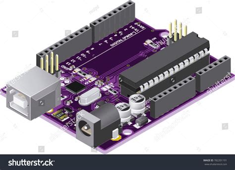 Diy Microcontroller Electronic Board Isometric View Stock Vector Royalty Free 782201191