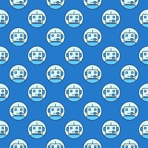 Premium Vector Circle With Robot Chatbot Vector Colored Seamless Pattern