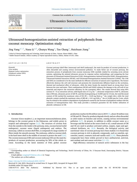 Pdf Ultrasound Homogenization Assisted Extraction Of Polyphenols From