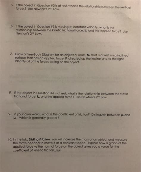 solved 5 if the object in question 3 is at rest what
