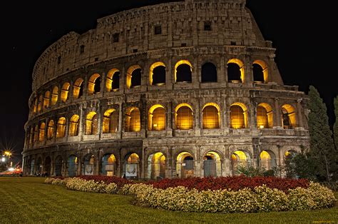 Обои Colosseum At Night Города Рим Ватикан Италия обои для рабочего стола фотографии