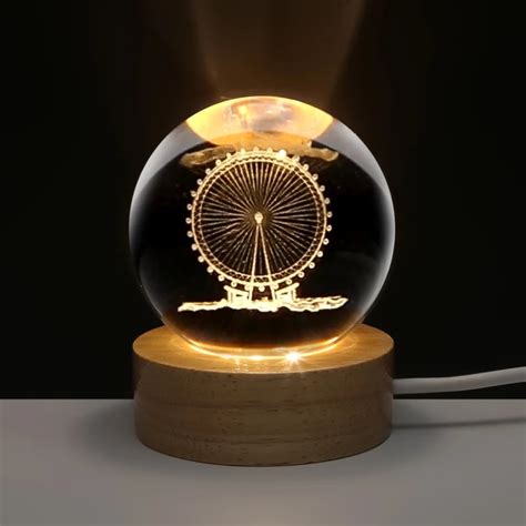 قیمت و خرید چراغ خواب مدل گوی کریستال رومیزی طرح چرخ و فلک سه بعدی