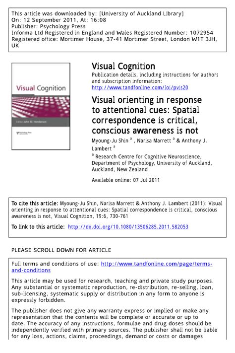 Pdf Visual Orienting In Response To Attentional Cues Spatial