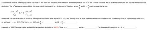 Solved A Confidence Interval For The Population Variance O2