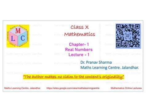 Class Chapter Real Numbers Euclid S Division Lemma And Algorithm HCF Lecture PPT