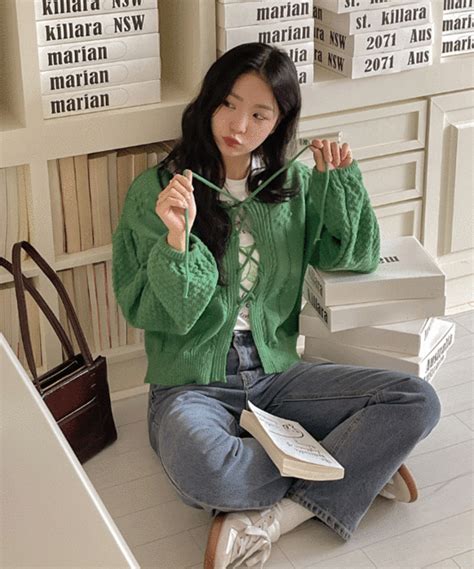 🍂가을세일~926🍂 데이지 리본 엑스 니트 가디건 Sgd10665 에이블리