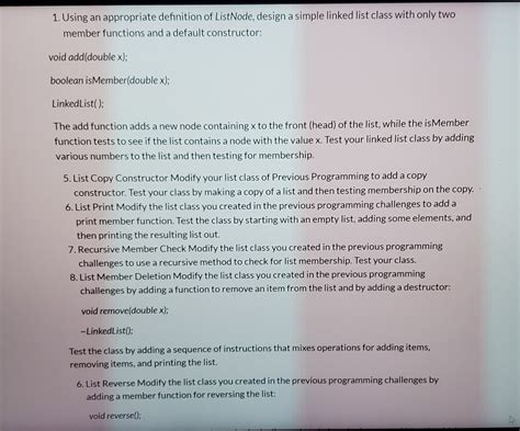 Solved 1 Using An Appropriate Definition Of Listnode