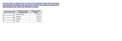 Solved Find The APR Or Stated Rate In Each Of The Chegg Com