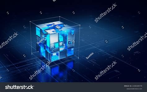 Block Chain Concept Abstract Technology Background Stock Illustration