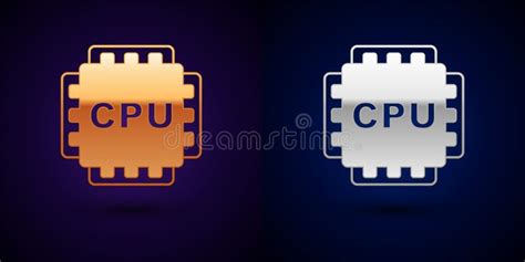 具有黑色背景中突显的微电路cpu图标的金银计算机处理器 带电路的芯片或cpu 向量例证 插画 包括有 筹码 背包 221044675