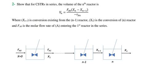 Solved 2 Show That For Cstrs In Series The Volume Of The