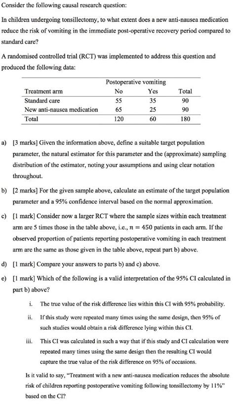 Solved Consider The Following Causal Research Question In Chegg Com
